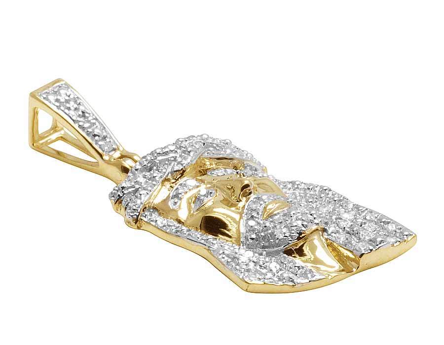 10K Yellow Gold Real Diamond Mini Jesus Pendant Charm Rope Chain Set 0 ...