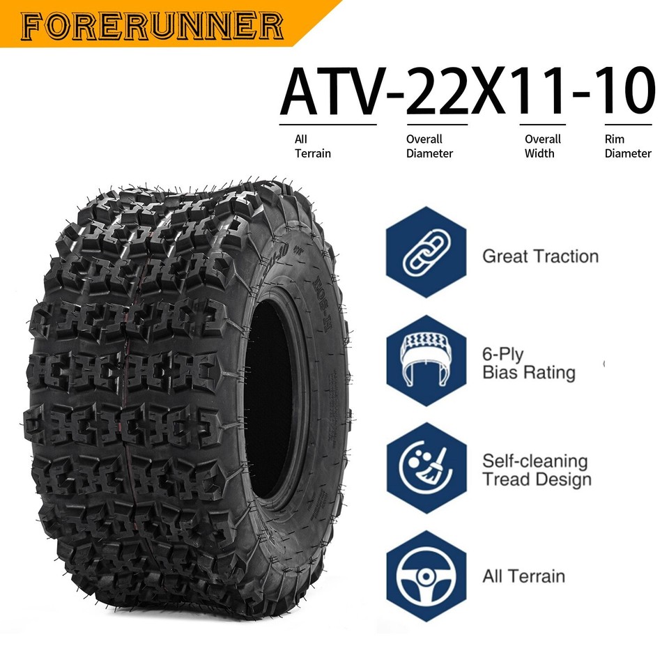 Set 2 22x11-10 6Ply ATV Tires 22x11x10 UTV Tires 22 11 10 Mud All ...