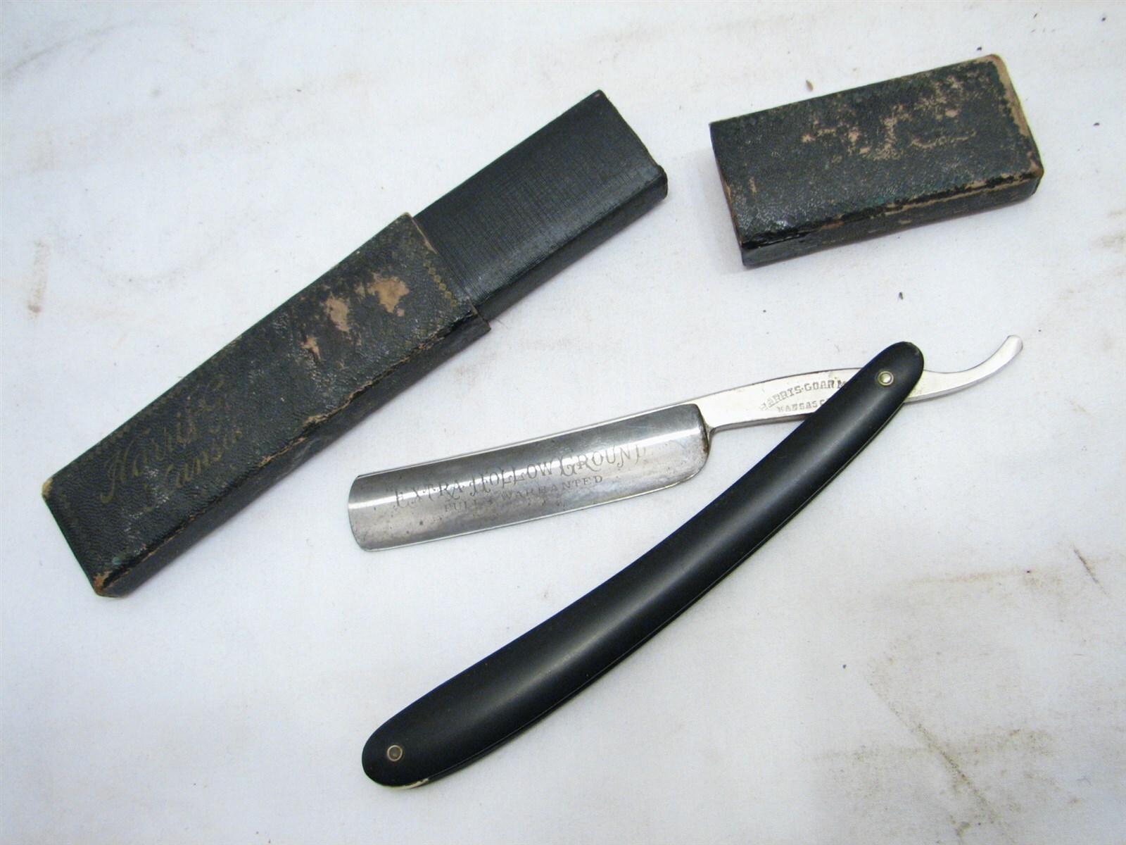 Antique Harris - Goar Kansas City 5/8 Straight Razor w/Box Hollow ...