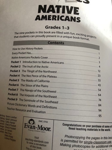 History Pockets Ser.: Native Americans Grade 1-3 by Evan-Moor ...