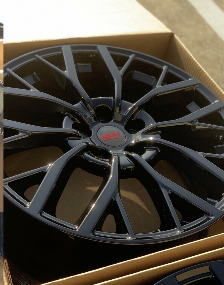 19" Subaru STi STI WRX Gloss Black Wheels Rims Rines Stock Factory OEM ...