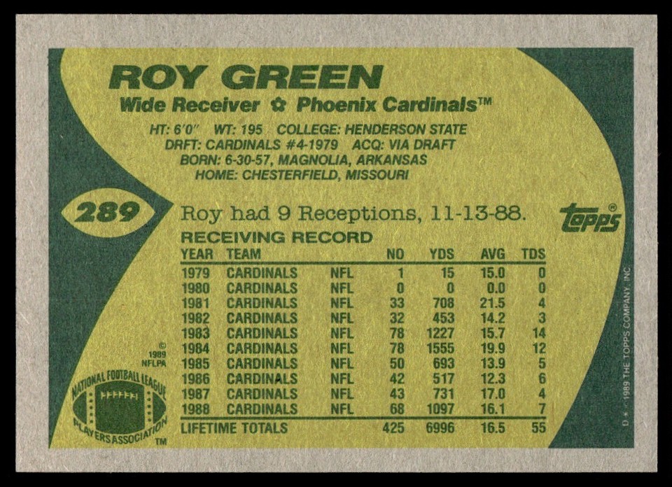 1989 Topps Roy Green Phoenix Cardinals #289 | eBay