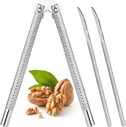 Stainless Steel Nutcracker Set w/ Picks for Pecan Walnut Lobster Crab ...