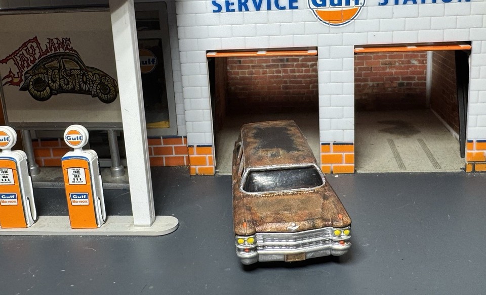 Custom Hand Painted Matchbox 1963 Cadillac Hearse Rat Rod W/ Real ...