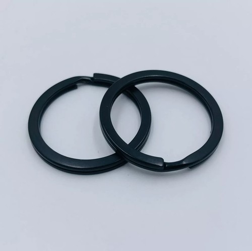 2pc Stainless Steel 30mm Flat Key Rings Black Key Chain Split Key Ring ...