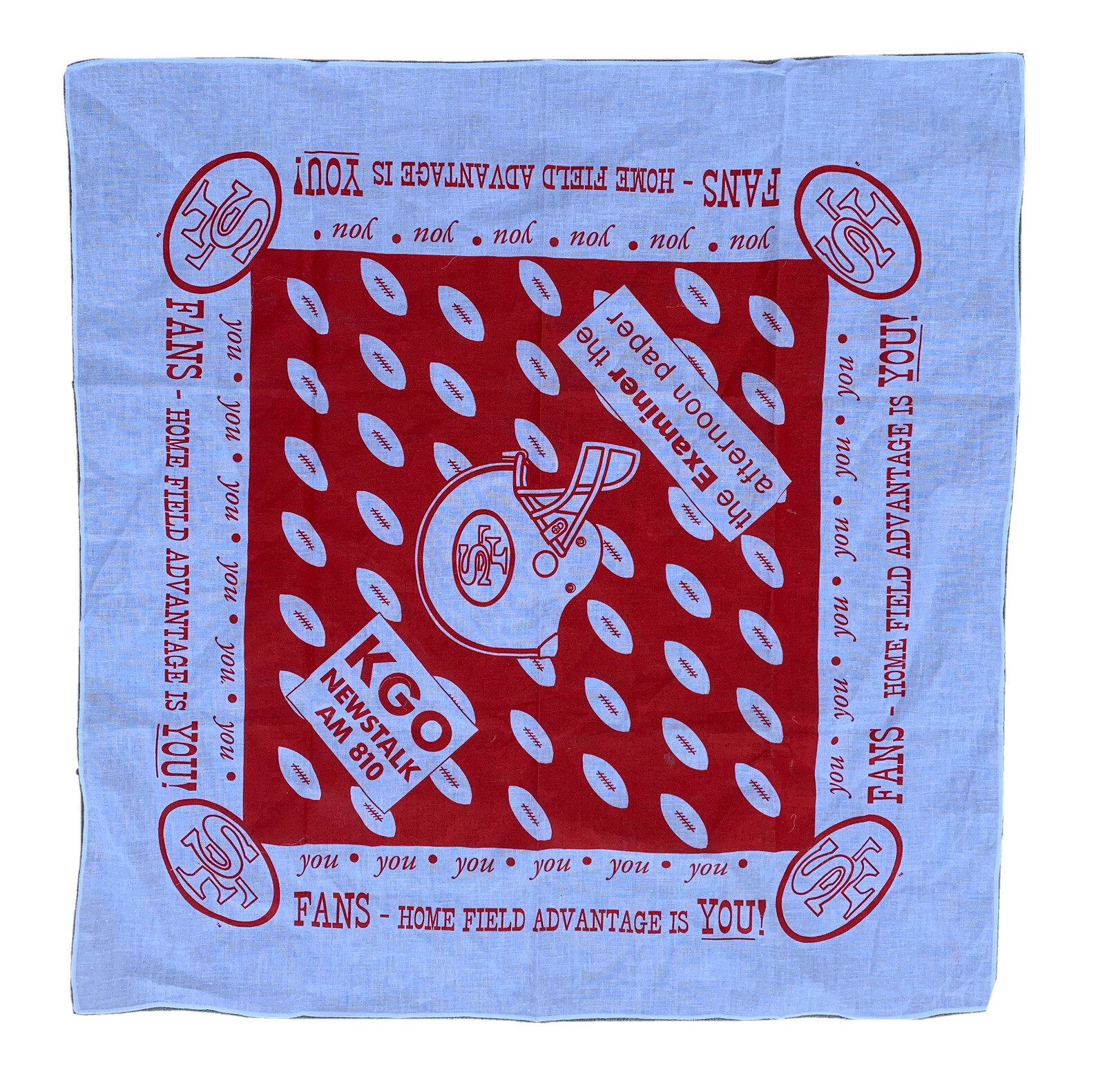 Vintage The Examiner KGO AM 810 San Francisco 49ers Fans Bandana Scarf ...