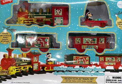 Disney Mickey Mouse Express Holiday Christmas Train Set Lights & Sounds ...