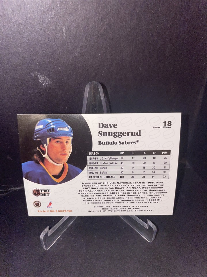 1991-92 Pro Set Buffalo Sabres Hockey Card #18 Dave Snuggerud | eBay