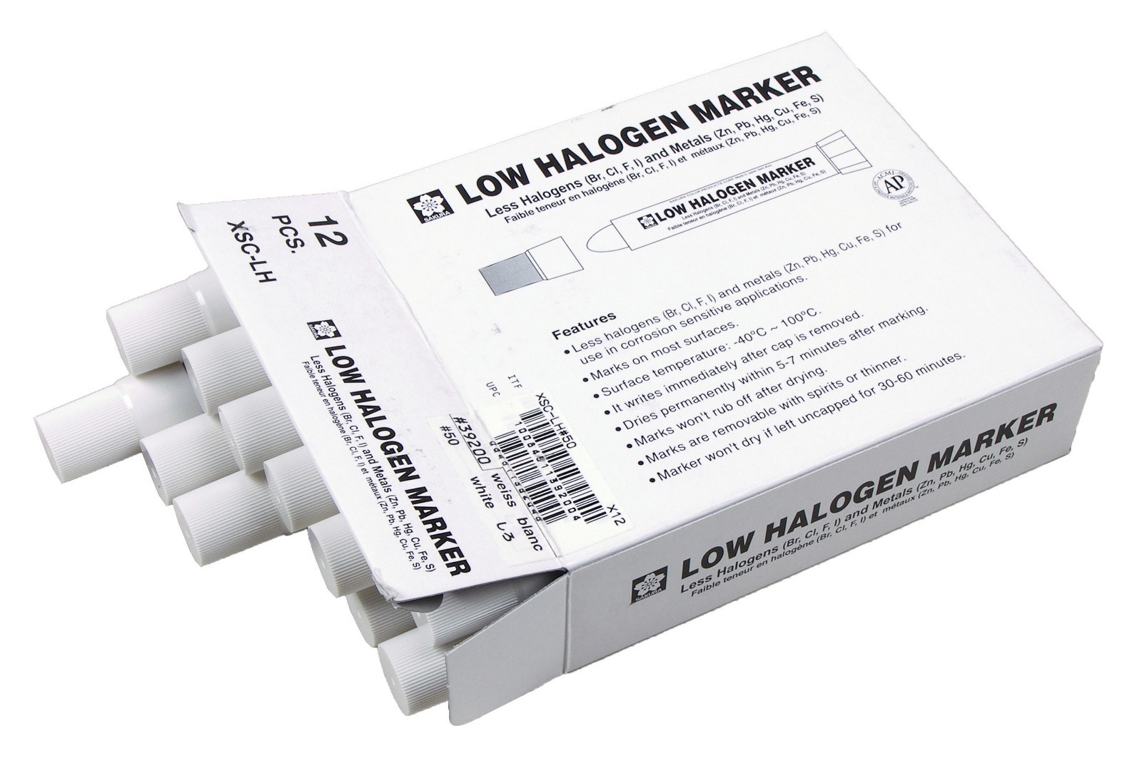 Sakura Solidified Paint Low Halogen Marker, WHITE (Box of 12) XSCLH-50 ...