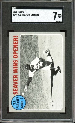 1970 Topps #195 NL Playoff Game 1 Tom Seaver Wins Opener Mets HOF SGC 7 ...
