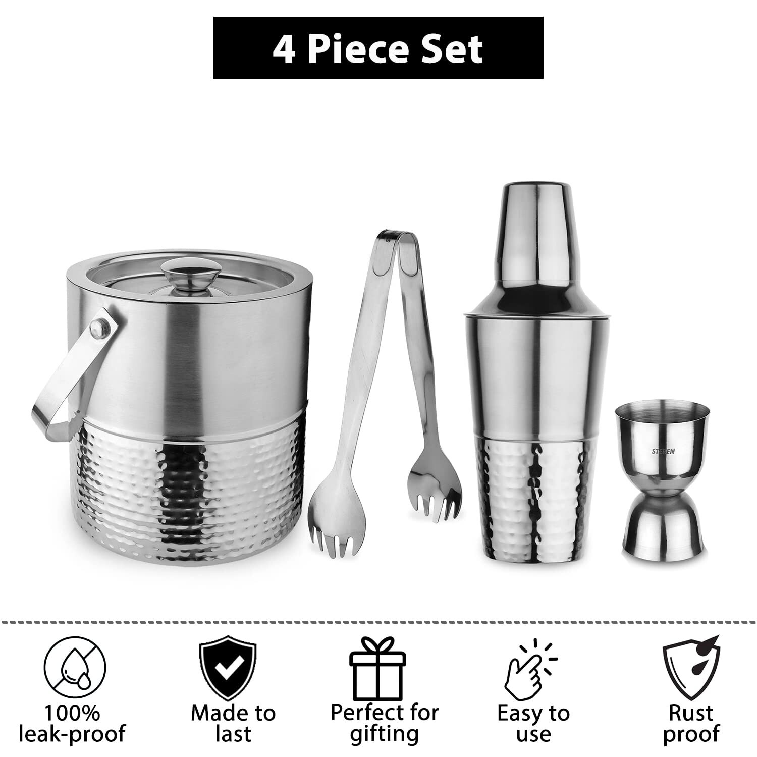 4 Piece Bar Accessories Set for Drinks Cocktail Bartender Kit Half ...
