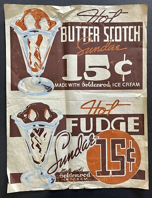 Vintage 1950’s Goldenrod Ice Cream Hot Butterscotch / Fudge Sundae ...