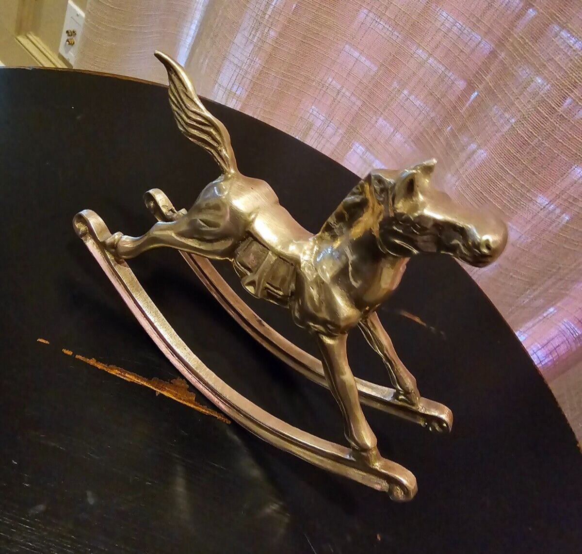 Vintage Solid Brass Rocking Horse Metal Figurine Equestrian Home Decor ...