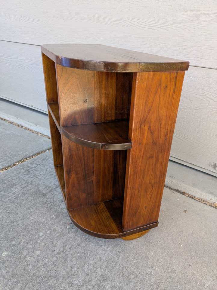 Vintage Mid Century Modern Art Deco Open Bookcase Shelf Table Half Moon ...
