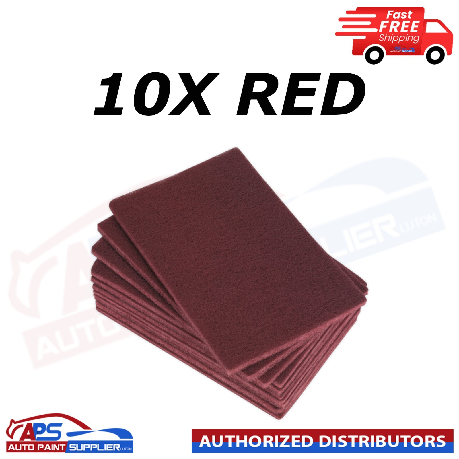 10 x Red Scotch ABBRASIVE -PAD Scuff Finishing Preparation Hand Pads ...