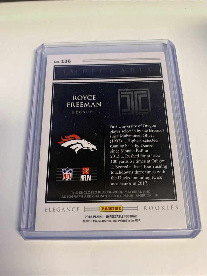 2018 Panini Impeccable Rookie Patch / Helmet Autograph #136 ROYCE ...