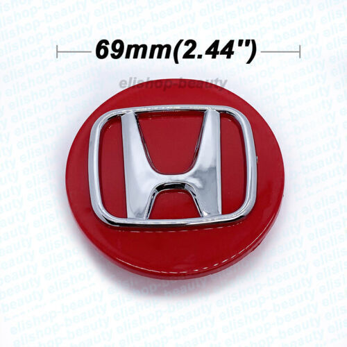 Red Honda Wheel Rim Center Caps Chrome Logo 69MM/2.75 | Set of 4 | OE ...
