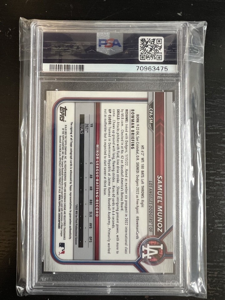 Samuel Munoz 2022 Bowman Chrome 1st Bowman Auto PSA 10 | eBay