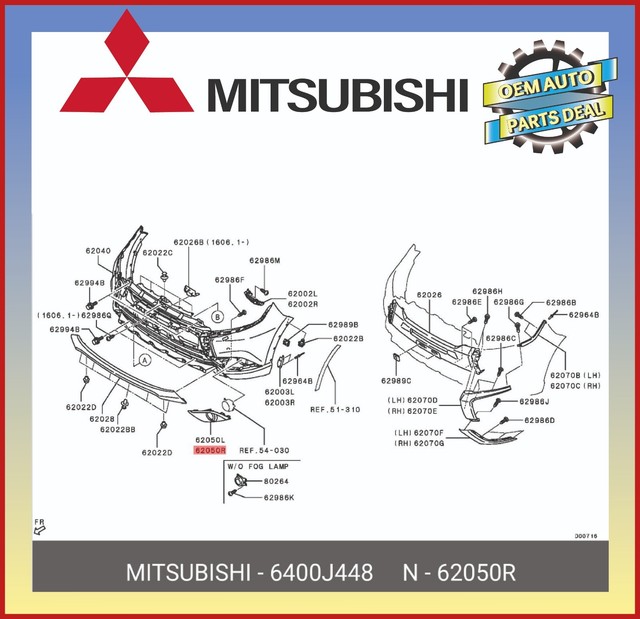 Genuine Mitsubishi Fog Light Trim 6400J448 for sale online | eBay