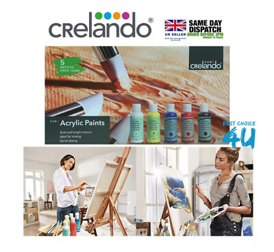 Crelando Acrylic Arts and Crafts Paints 5x 100ml Bottles | eBay
