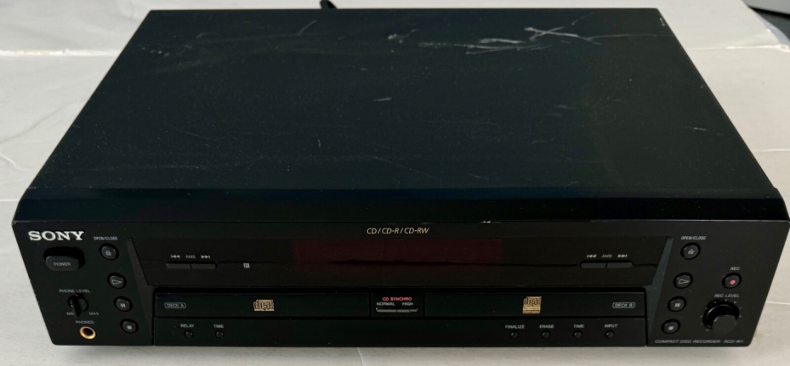 Sony RCD-W1 Compact Disc Recorder CDR/CDRW Dual Deck CD Player - Parts ...