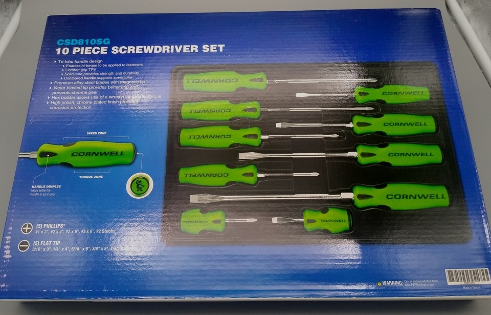 Cornwell Tools 10pc. Screwdriver Set Green | eBay