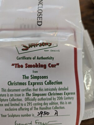 New~SIMPSONS~Limited Edition~THE SMOKING CAR~Hamilton Collection~COA ...