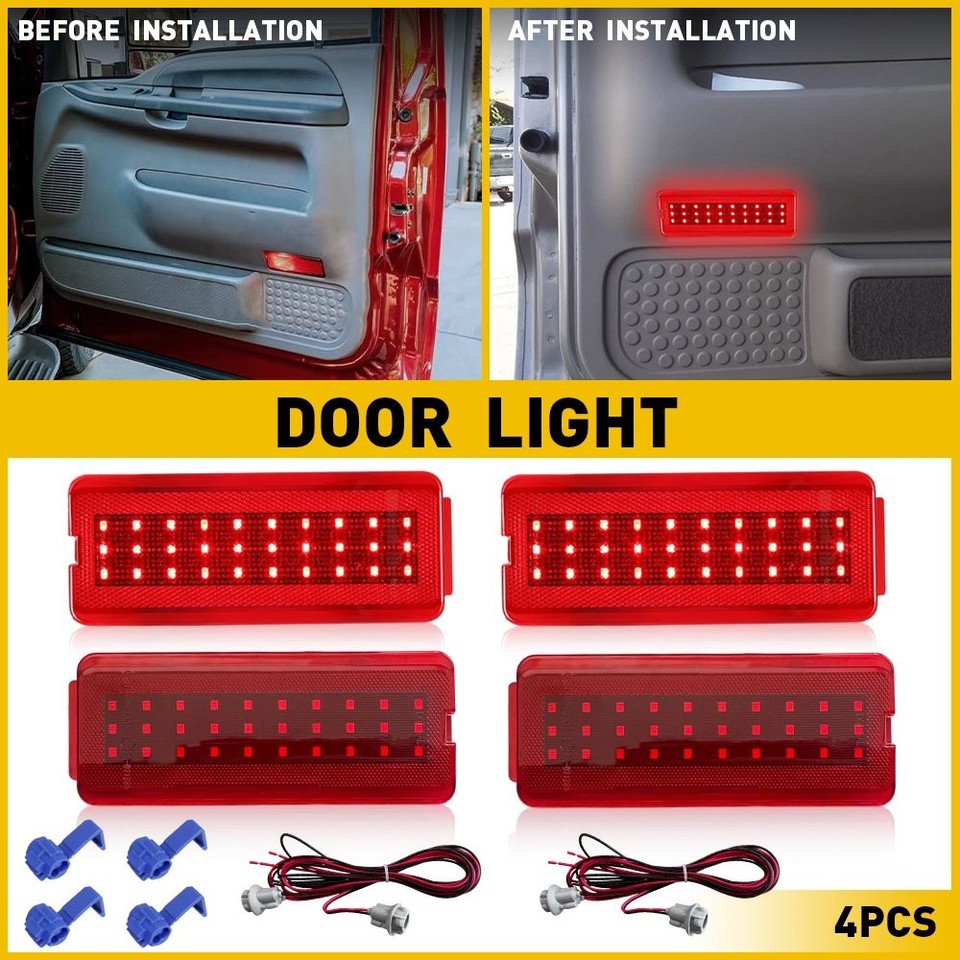 4x LED Interior Door Panel Courtesy Light Lamp 2X For 97-2003 Ford F250 ...
