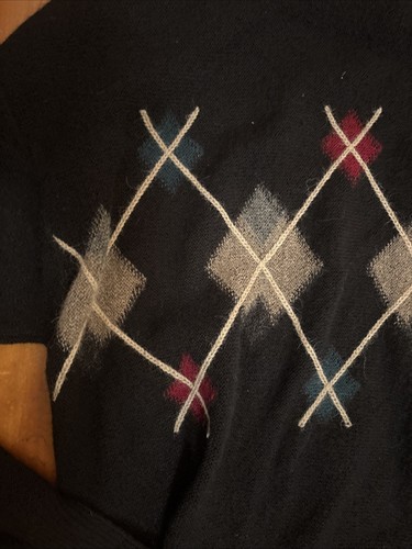 Vtg COUNTESS MARA 100% ALPACA Black Geometric Sweater Made In PERU Mens ...