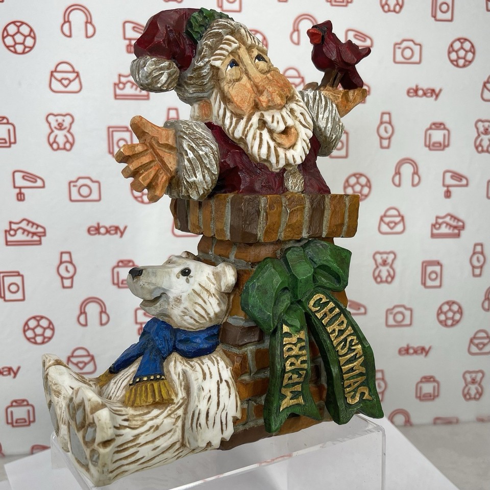 David Frykman Santa Clause Figurine MERRY CHRISTMAS White Bear Red Bird ...