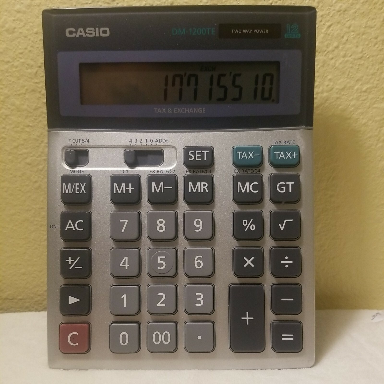 CASIO DM-1200TE Two Way Power Tax & Exchange Calculator 12 Digits ...