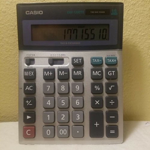 CASIO DM-1200TE Two Way Power Tax & Exchange Calculator 12 Digits ...