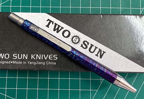 TWOSUN TACTICAL PUSH BUTTON PEN TITANIUM ALLOY BODY BLACK INK PEN18 ...