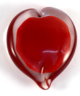 Art Glass Heart Paper Red Heart Paperweight Encased in Clear Glass | eBay