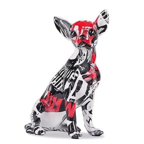 Chihuahua Multicolor Dog Statue Modern Home Decor Resin Splash Color ...