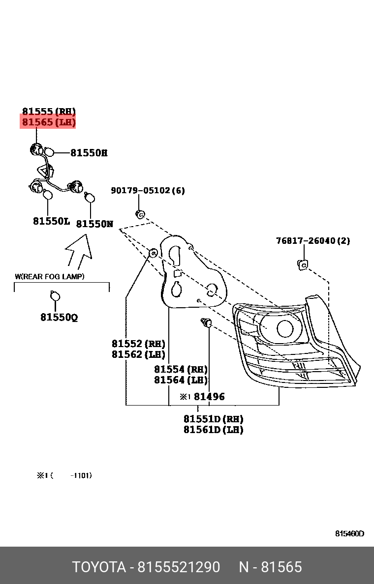 OE socket & wire sub-assy, rear combination lamp, right, for TOYOTA ...