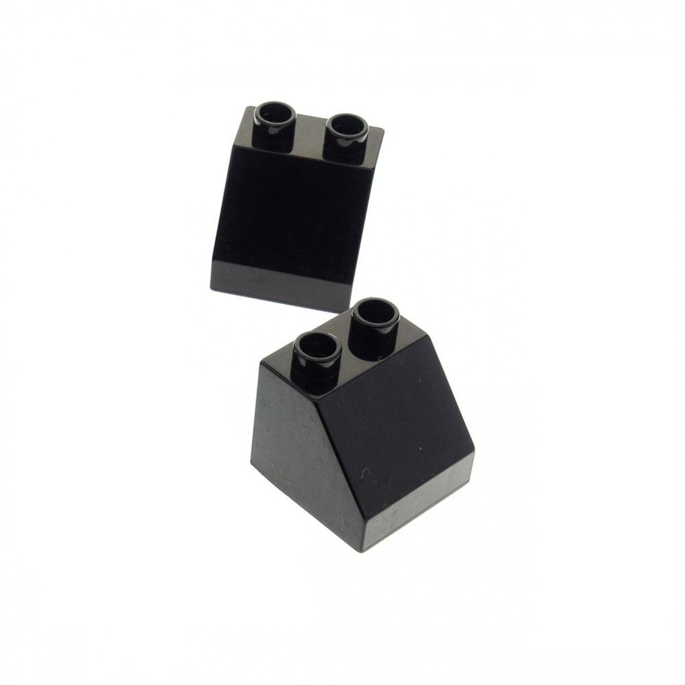 2x Lego Duplo Dachstein 45° 2x2x1 schwarz schräg Bau Stein Eisenbahn ...