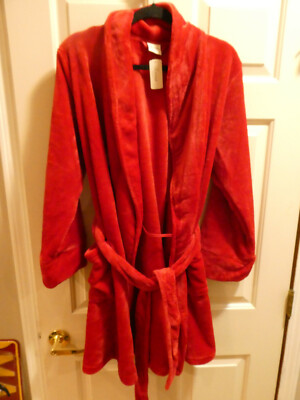SOMA EMBRACEABLE PLUSH LONG SLEEVE SHORT ROBE IN RAPHAEL RED SIZE S/M ...
