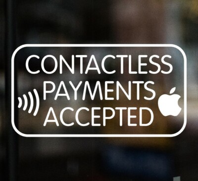 CONTACTLESS PAYMENTS ACCEPTED Sticker Vinyl Sign Taxi Bus Minibus Apple ...