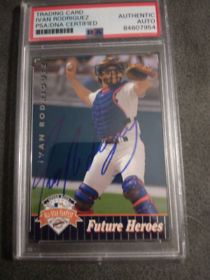 Ivan Rodriguez HOF PSA DNA Signed 1992 Upper Deck Future Heroes Rookie ...