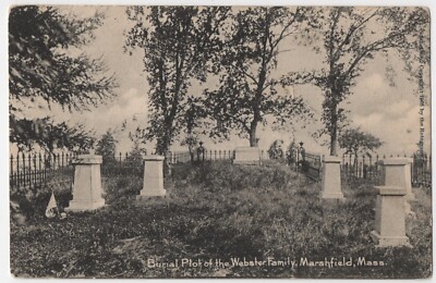 VTG 1908 Postcard, Burial Plot of Daniel Webster Family, Marshfield, MA ...