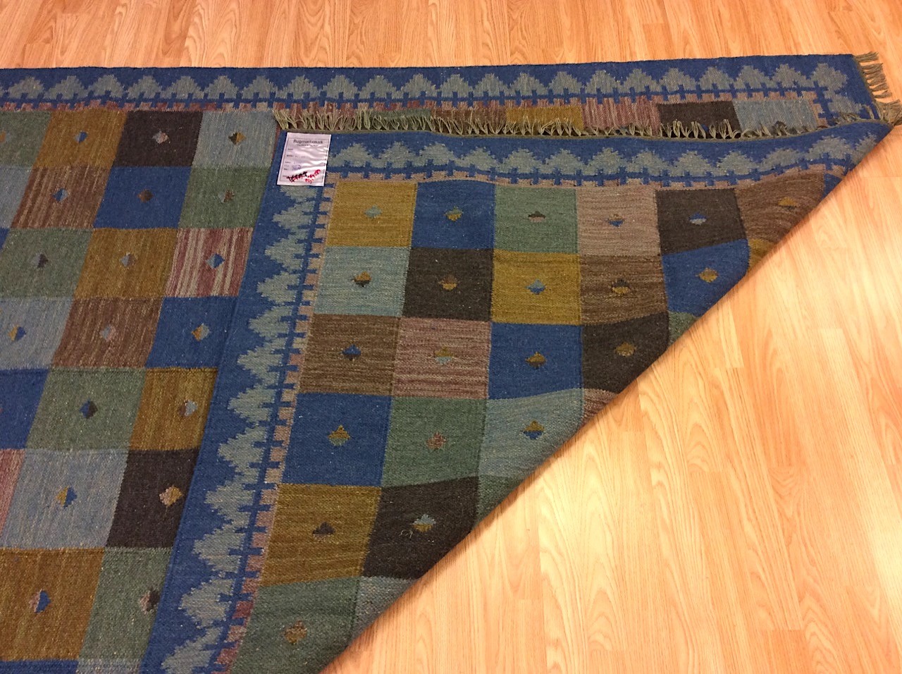 Blue Multi ETHNIC TRIBAL Geometric Hand Woven Wool Reversible Kilim ...