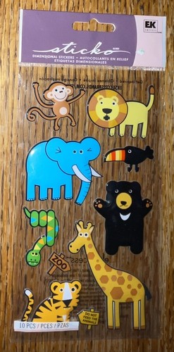 Sticko Puffy Zoo Animals Monkey Snake Tiger Giraffe Bear Lion Scrapbook ...