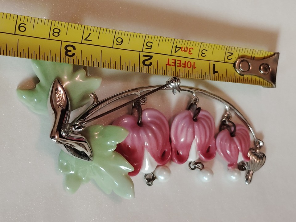 Franz Bleeding Heart Vintage Flower Brooch Signed | eBay