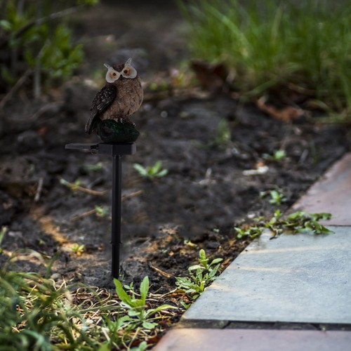 Fake Owl Decor Light Owl Garden LED Light Solar Owl Figurine Plug Light ...