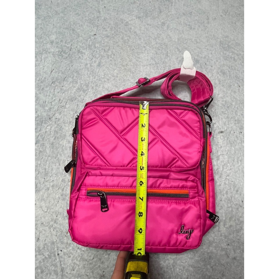 Lug wrangler Crossbody Bag 10" Bright Pink Quilted Nylon Adjustable ...