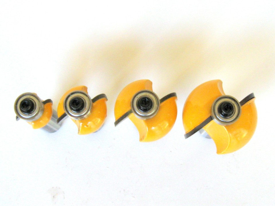 4pc 1/2" Shank Radius 1/2",3/8",1/4",1/8" Cove Convex Router Bit Set ...