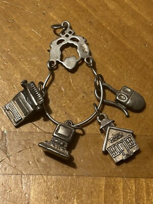 vintage sterling silver pendant With Charms Typewriter Computer School ...