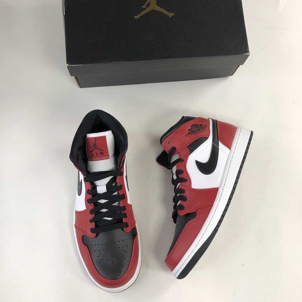 Nike Air Jordan 1 Mid Chicago Toe Shoe 8,8.5 & 9 Black Red Mens New ...
