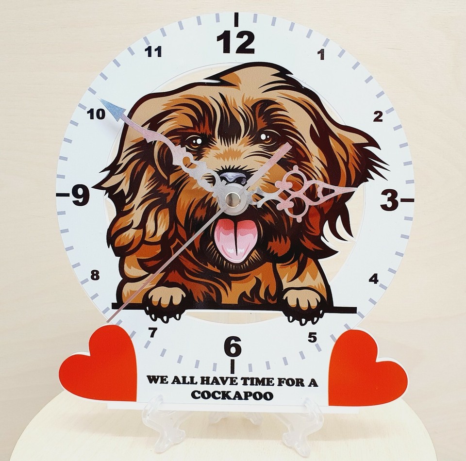 Personalised Clock, Your Dog's Name, 50+ Dog Breeds, Cartoon Style ...